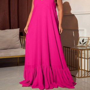 MODA ME COUTURE | Dresses | Cut Out Front Ruffle Hem Halter Neck ...